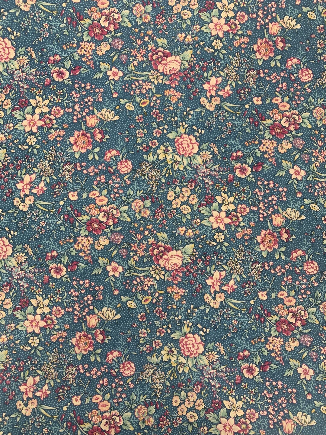 Vintage the Kesslers Concord Fabric Cottagecore Cabbage Rose Blue 2 ...
