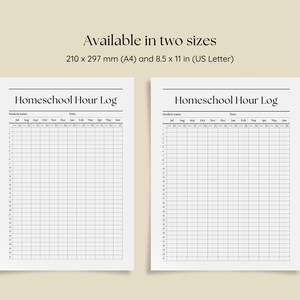 Printable Homeschool Hour Log Template, Kids Homeschooling Timetable ...