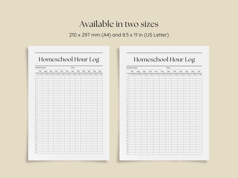 Printable Homeschool Hour Log Template, Kids Homeschooling Timetable ...