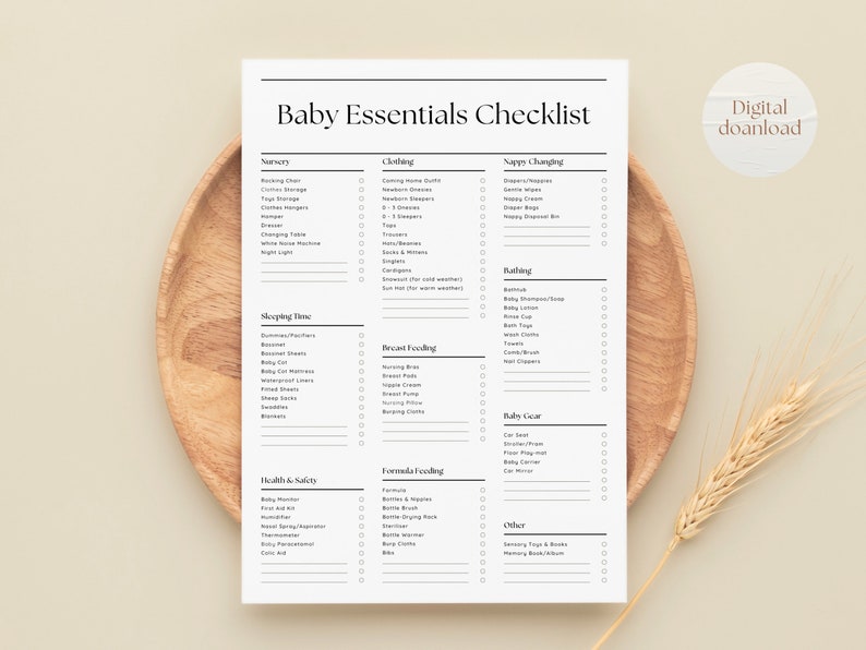 Printable Baby Essentials Checklist, Newborn Checklist, Nursery ...