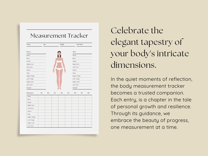 Printable Body Measurements Tracker, 8 Week Body Transformation ...
