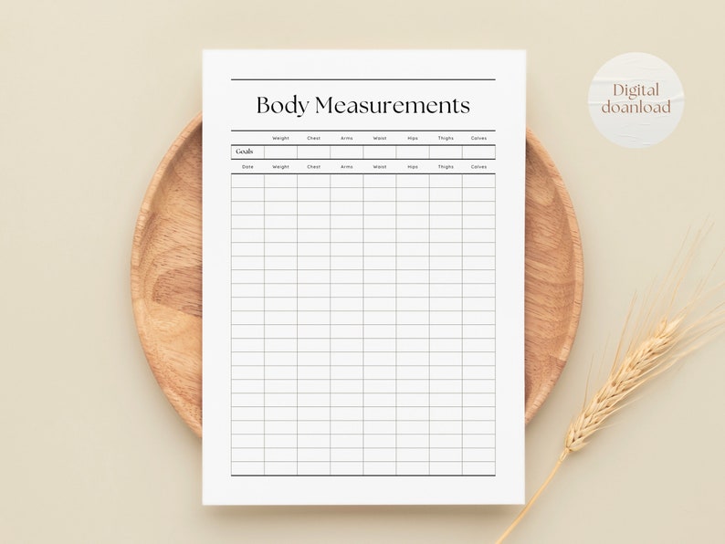 Printable Body Measurements Tracker, Fitness Progress Sheet, Body ...