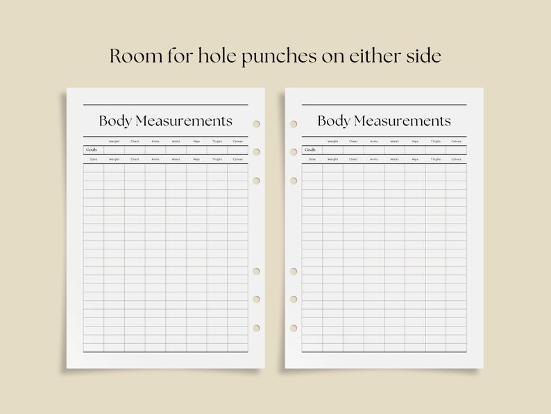 Printable Body Measurements Tracker, Fitness Progress Sheet, Body ...