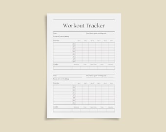 Printable Workout Log, Daily Exercise Log, Fitness Journal, Workout Planner, Fitness Planner ...