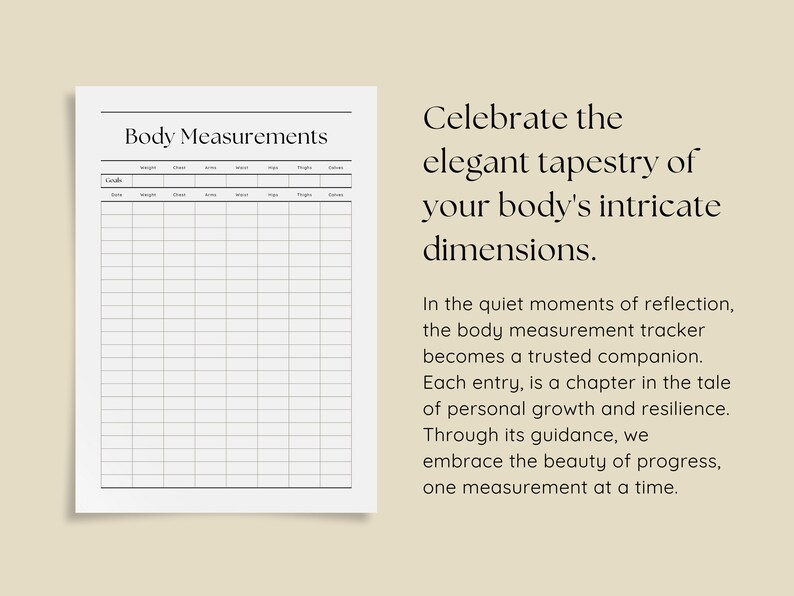 Printable Body Measurements Tracker, Fitness Progress Sheet, Body ...