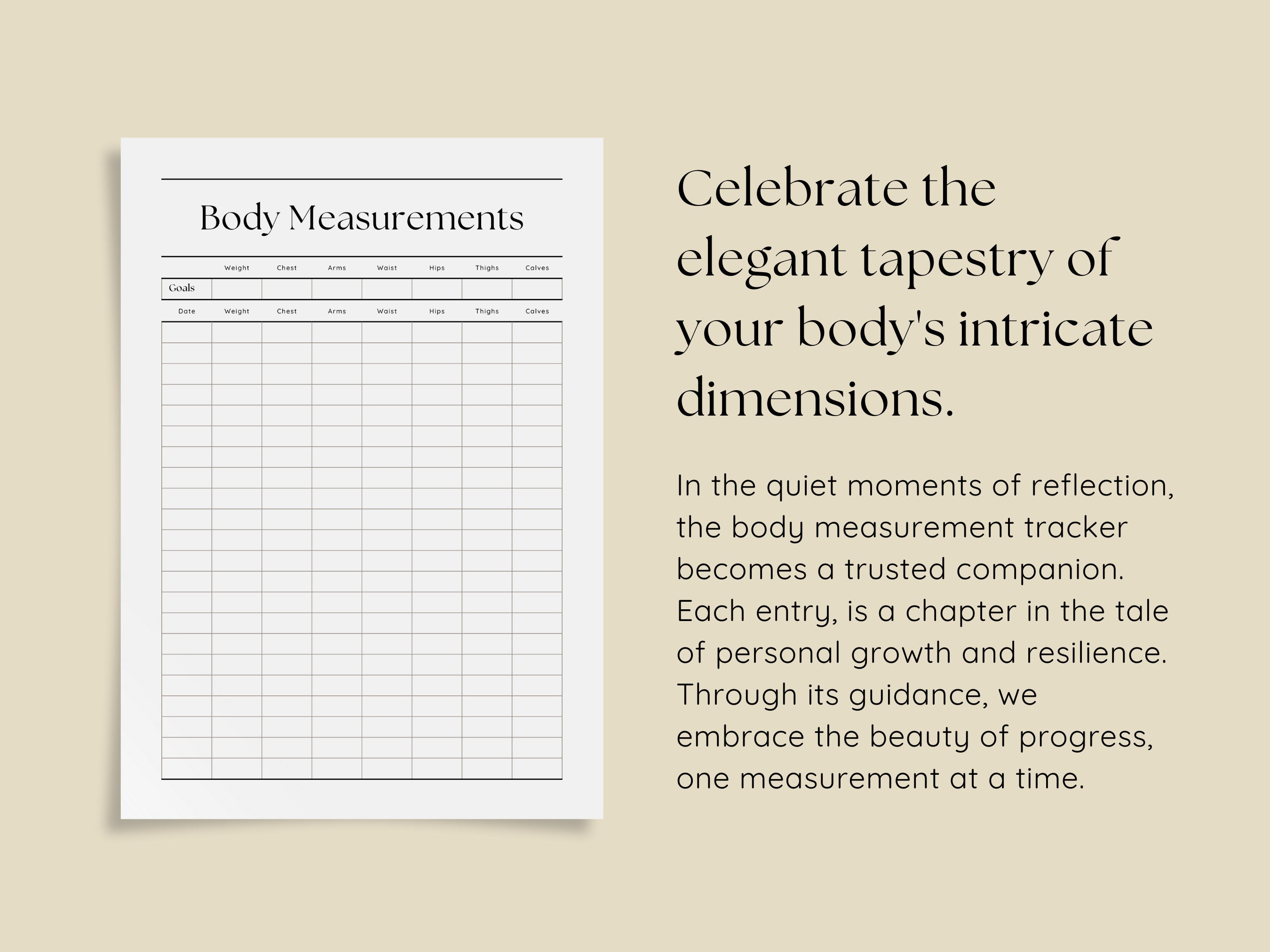 Printable Body Measurements Tracker, Fitness Progress Sheet, Body ...