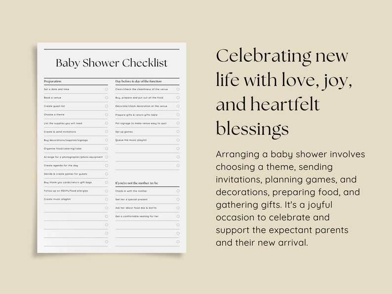 Baby Shower Checklist Printable, Baby Shower Planner Printable, Baby ...