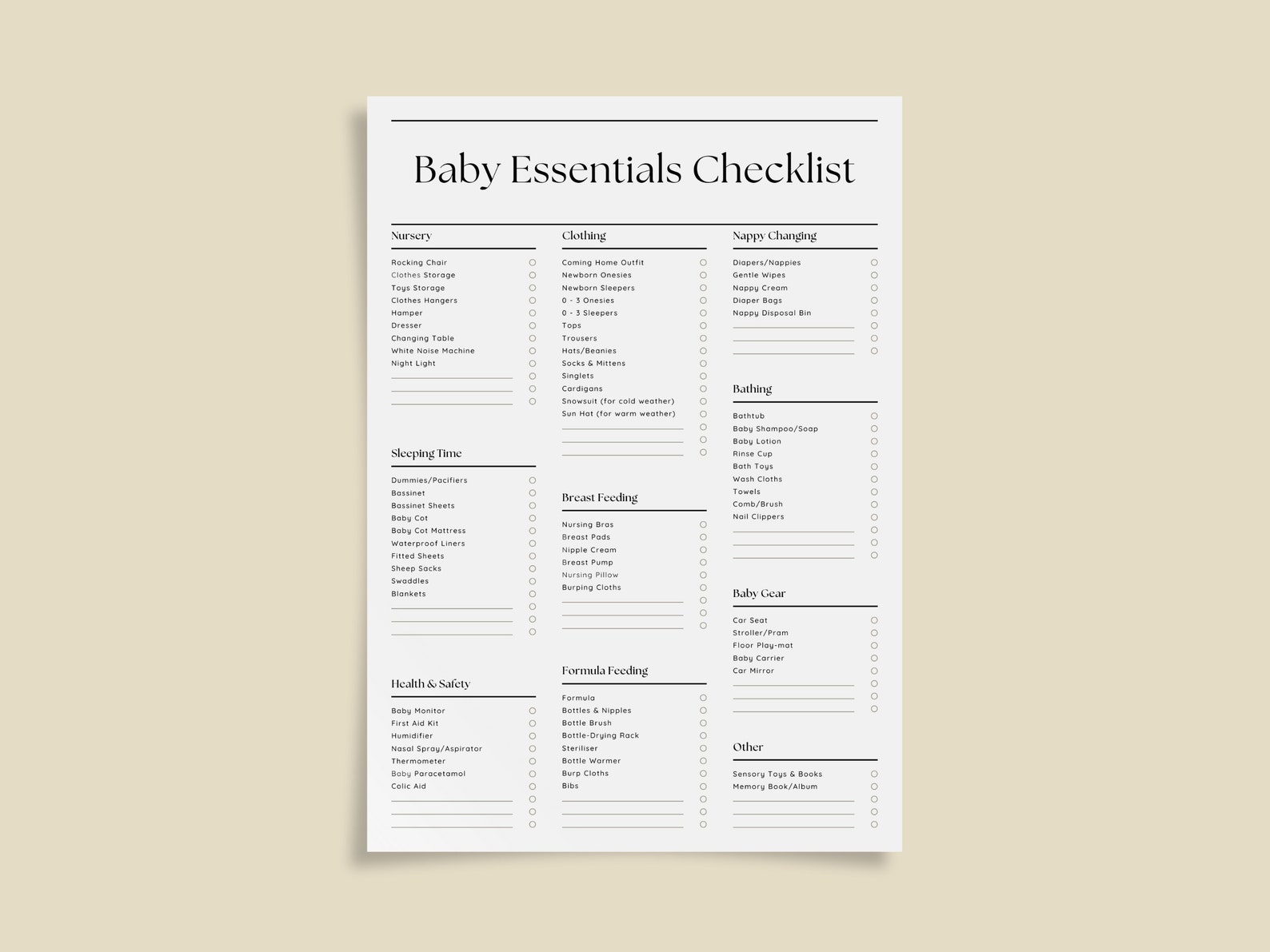 Printable Baby Essentials Checklist, Newborn Checklist, Nursery ...