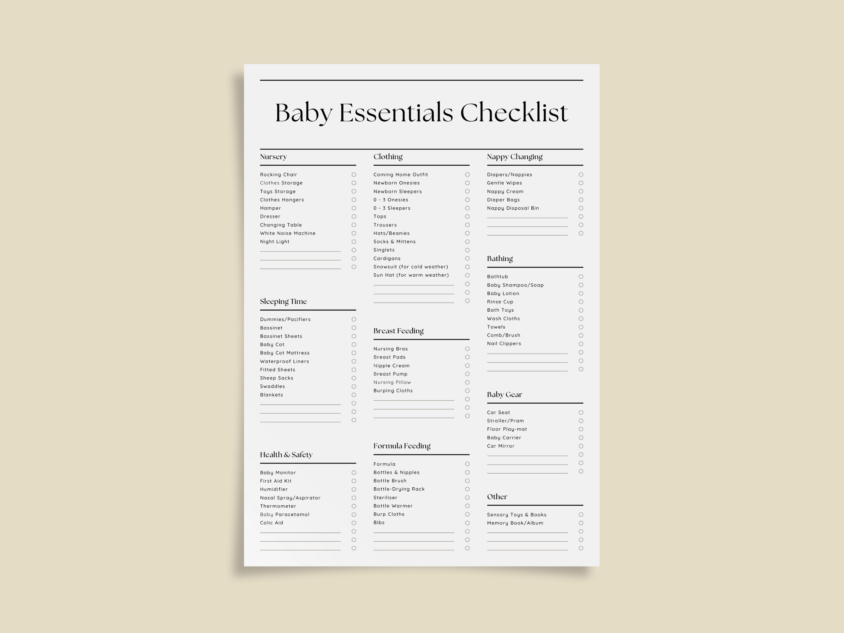 Printable Baby Essentials Checklist, Newborn Checklist, Nursery ...