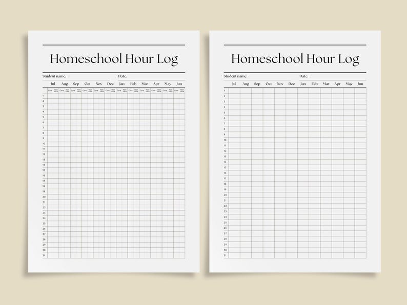 Printable Homeschool Hour Log Template, Kids Homeschooling Timetable ...