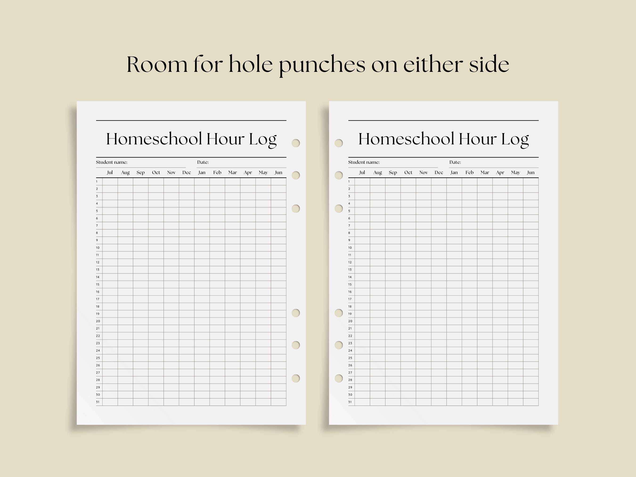 Printable Homeschool Hour Log Template, Kids Homeschooling Timetable ...