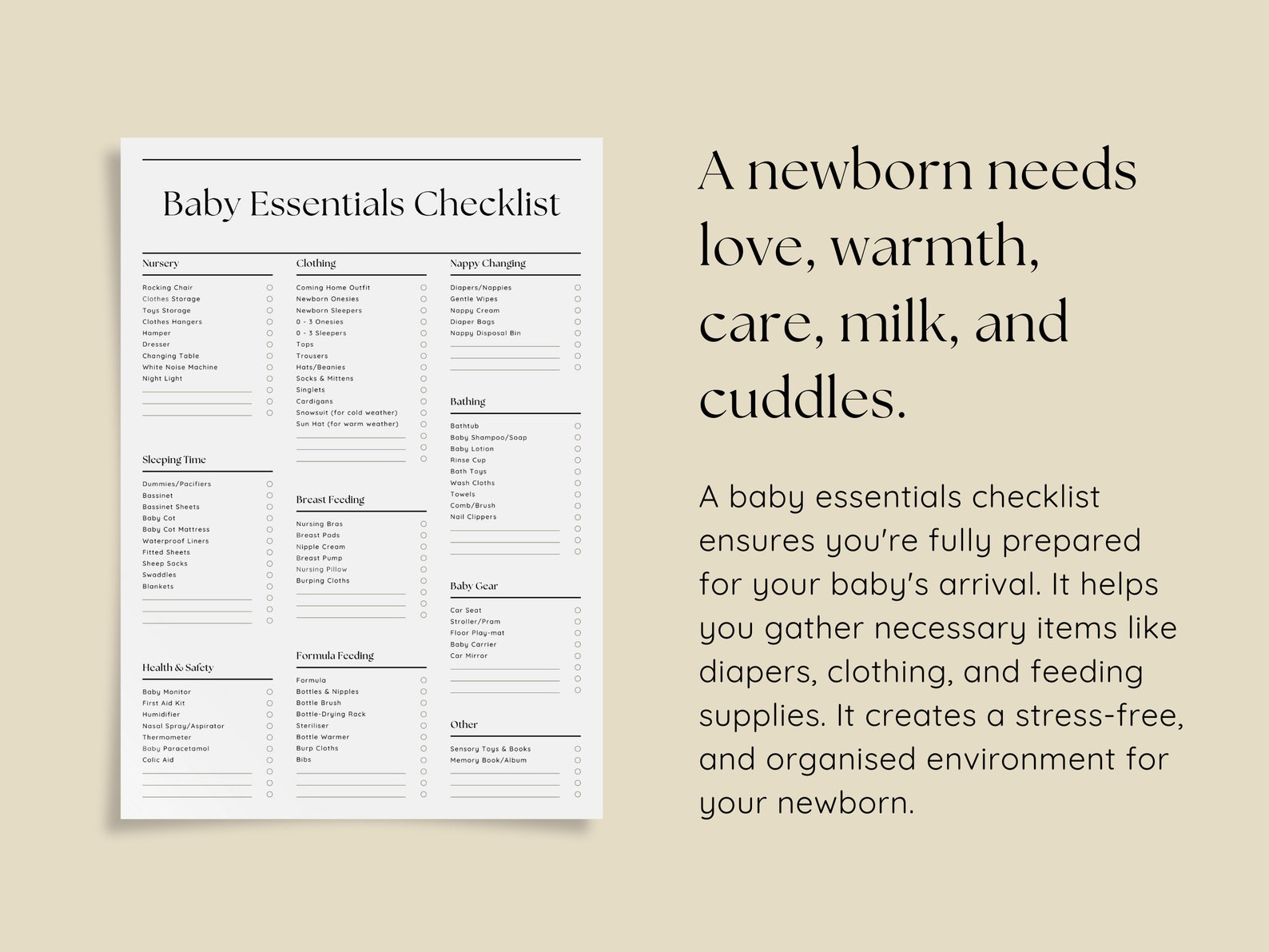 Printable Baby Essentials Checklist, Newborn Checklist, Nursery ...