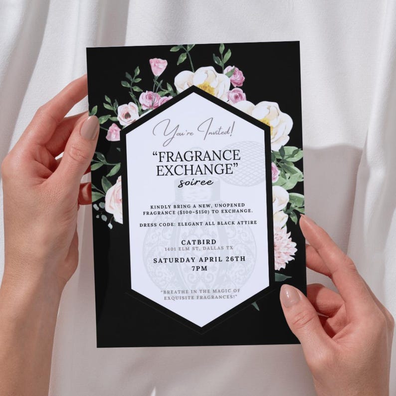 Perfume Exchange Invitation & Welcome Sign: Editable Template (canva ...