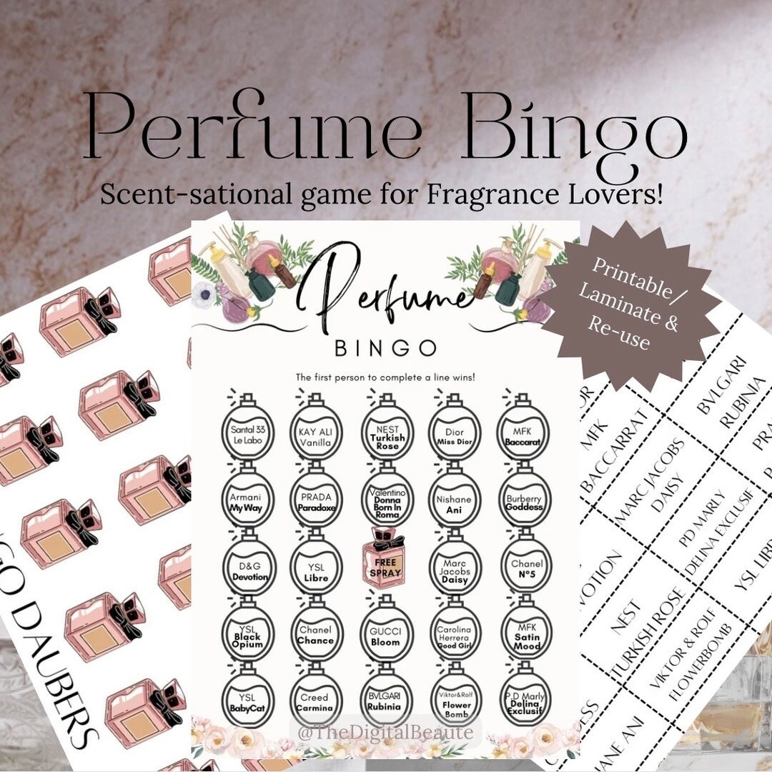 Perfume Bingo Game: 26 Printable Cards, Bridal Shower (canva) - Etsy
