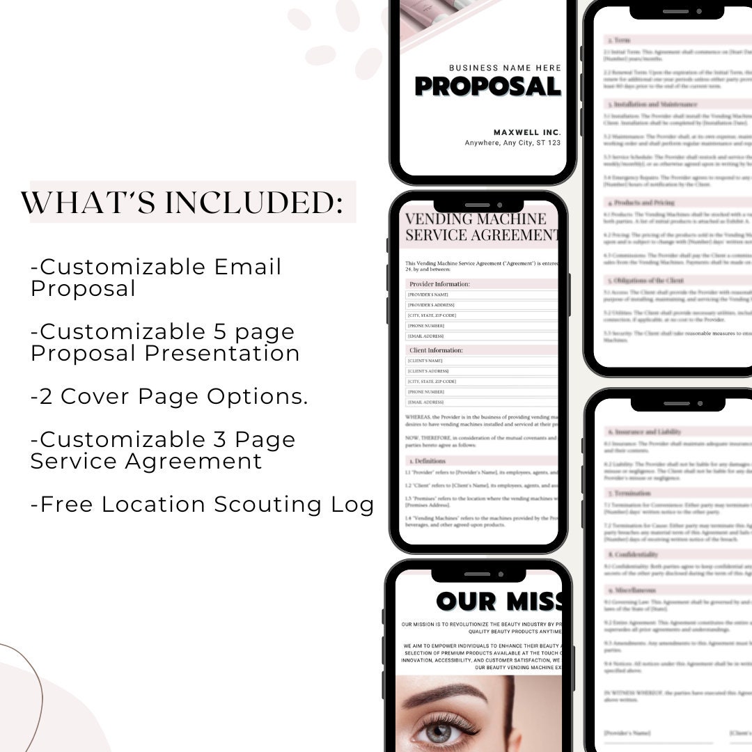 Editable Beauty Vending Machine Contract and Proposal Template (canva ...