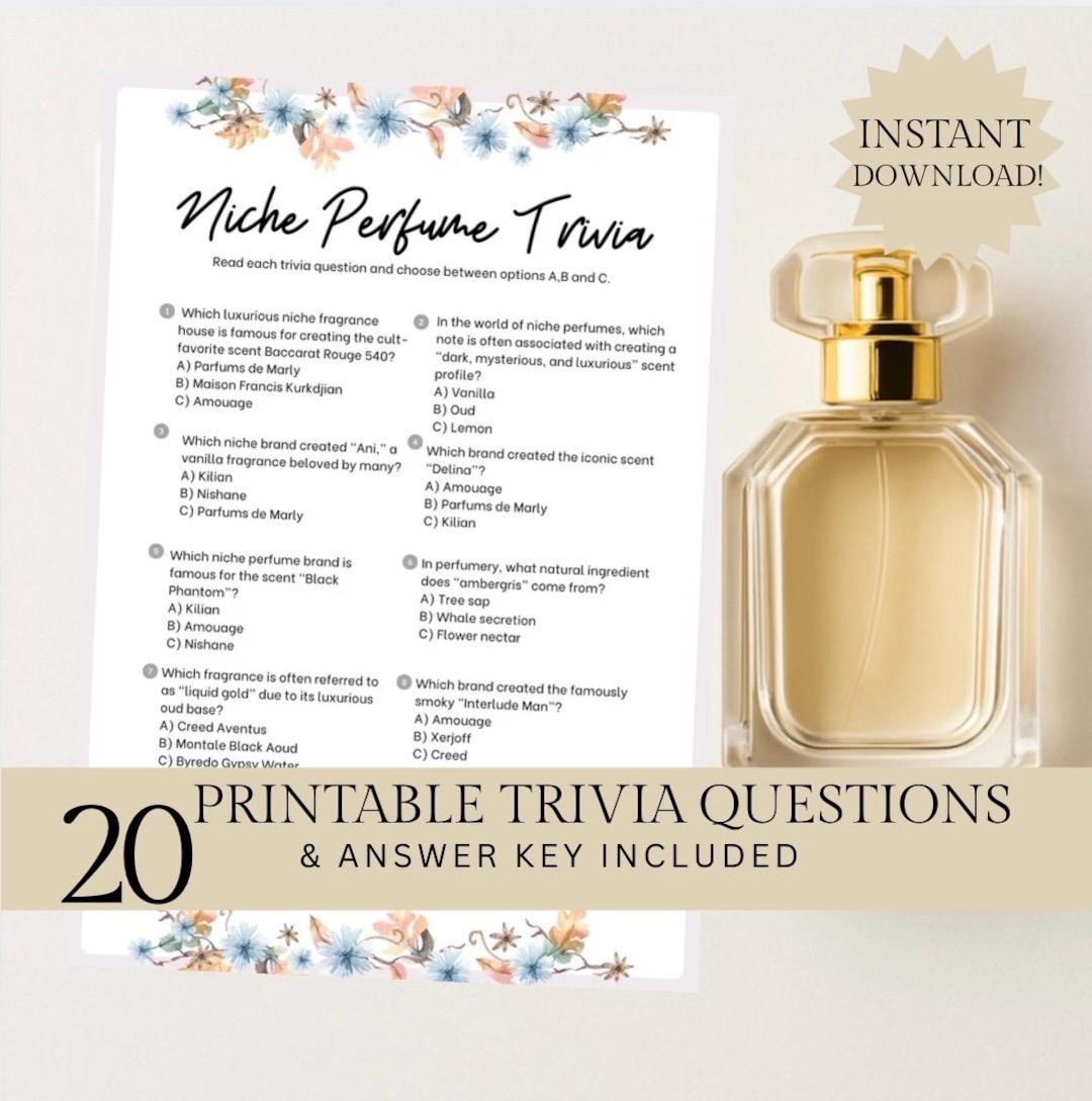 Printable Luxury Perfume Trivia – 20 Niche Fragrance Questions | Party ...