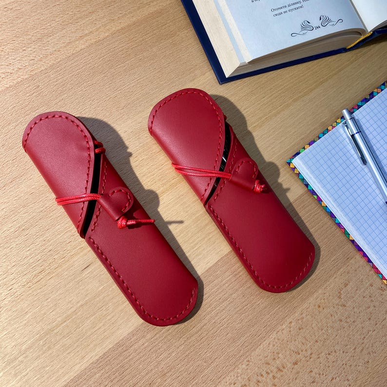 Heart Leather Pencil Case – Handmade Genuine Leather Pen Holder With ...