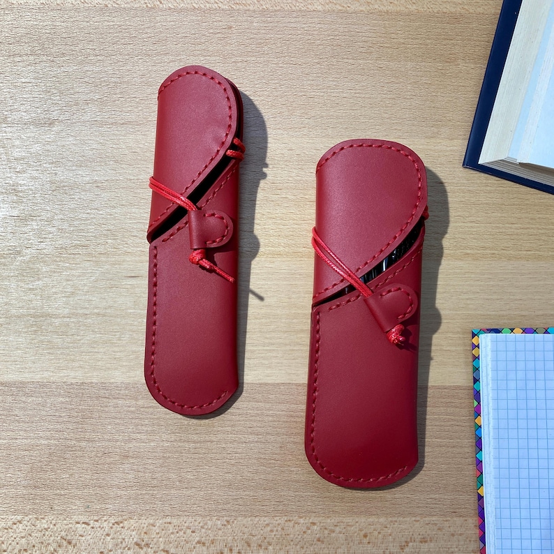 Heart Leather Pencil Case – Handmade Genuine Leather Pen Holder With ...