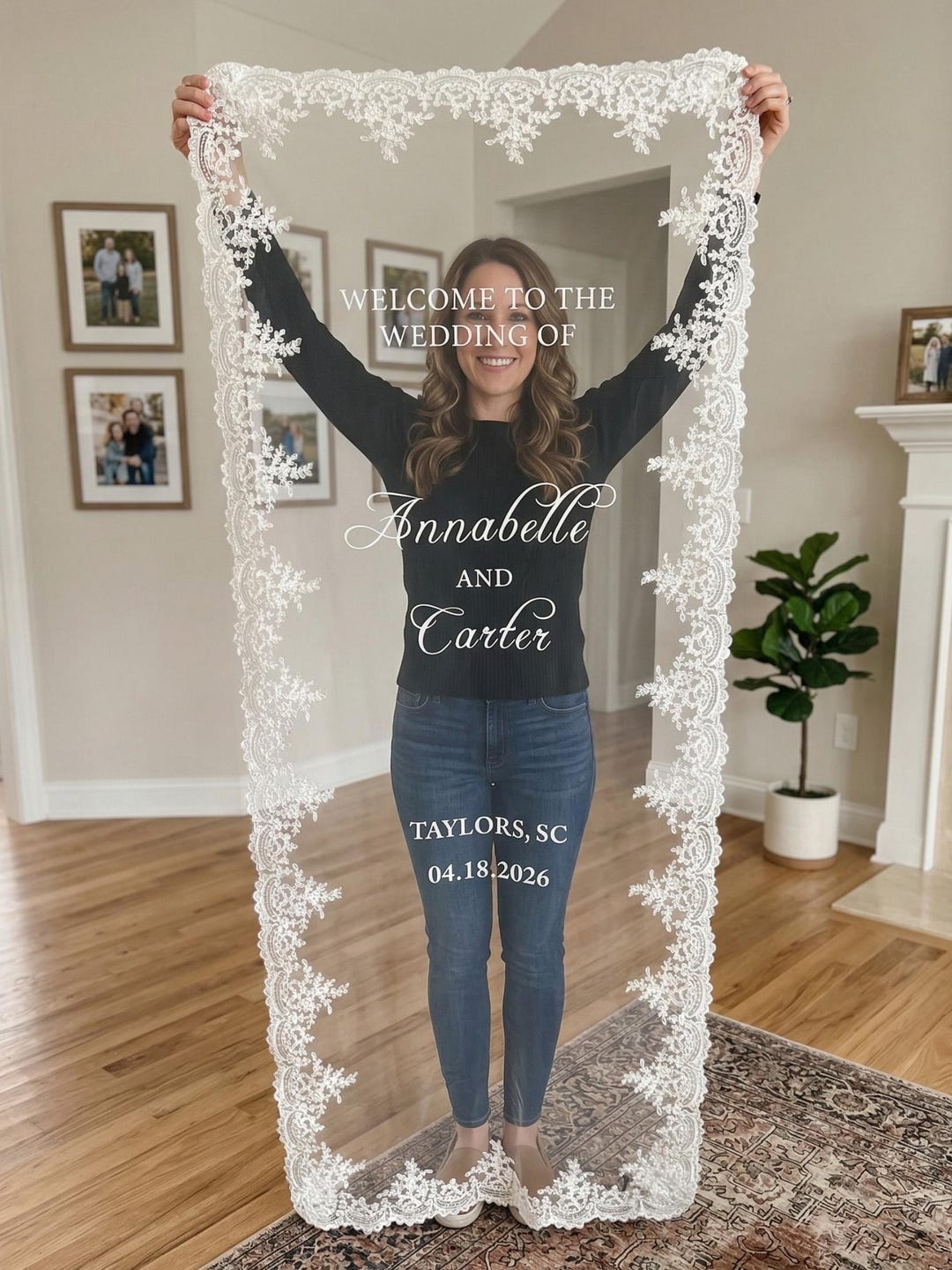 Lace Wedding Welcome Sign, Sheer Ceremony Reception Banner, Custom ...