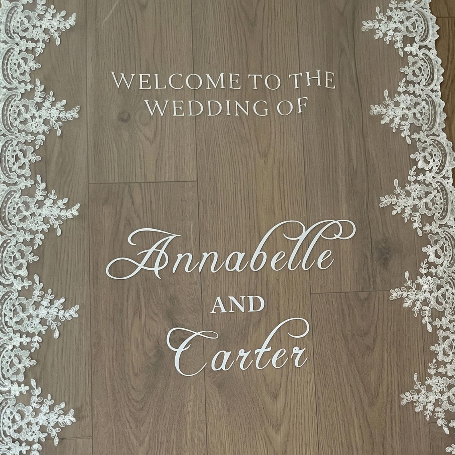 Lace Wedding Welcome Sign, Sheer Ceremony Reception Banner, Custom ...