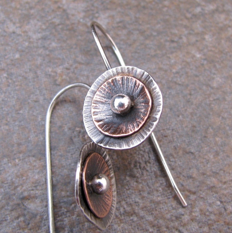 Sterling and Copper Poppy Earrings - Etsy