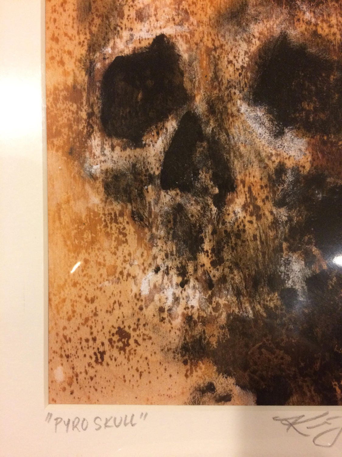 Pyro Skull Chemical Pyrography Splatter Abstract Skull Sepia Acrylic - Etsy