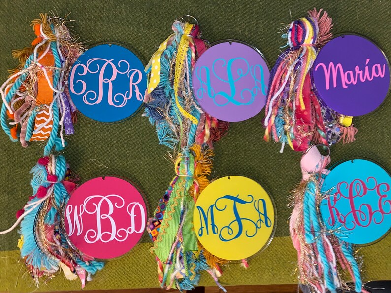 Large 4” Custom Monogrammed Colorful Sealed Acrylic Pink Teal ...