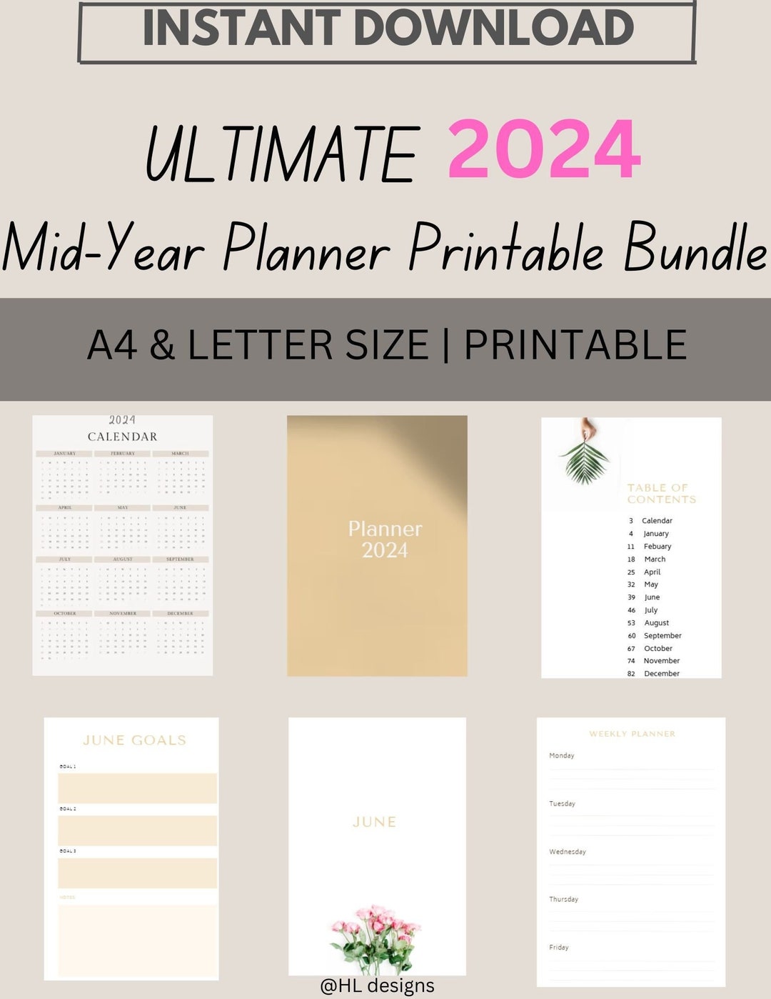 2024-2025 Mid-year Plannner Template | Planner Template | Printable ...