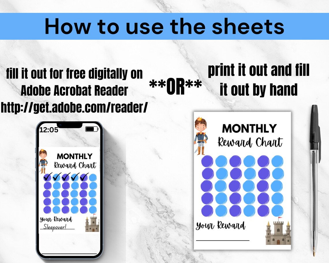 Instant Download Reward Chart Printable Fun & Motivating Kids Behavior ...