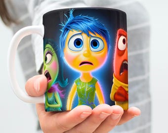 Cartoon Characters Mug Wrap, Cartoon Emotions Friends, 11oz Mug Png ...