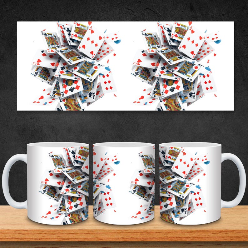 3D Playing Cards Mug , Coffee Mug Png, Playing Card PNG, 11oz Playing ...