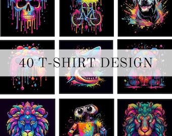 500 Neon T Shirts Designs Bundle, Colorful and Stylish Tshirt Design T ...