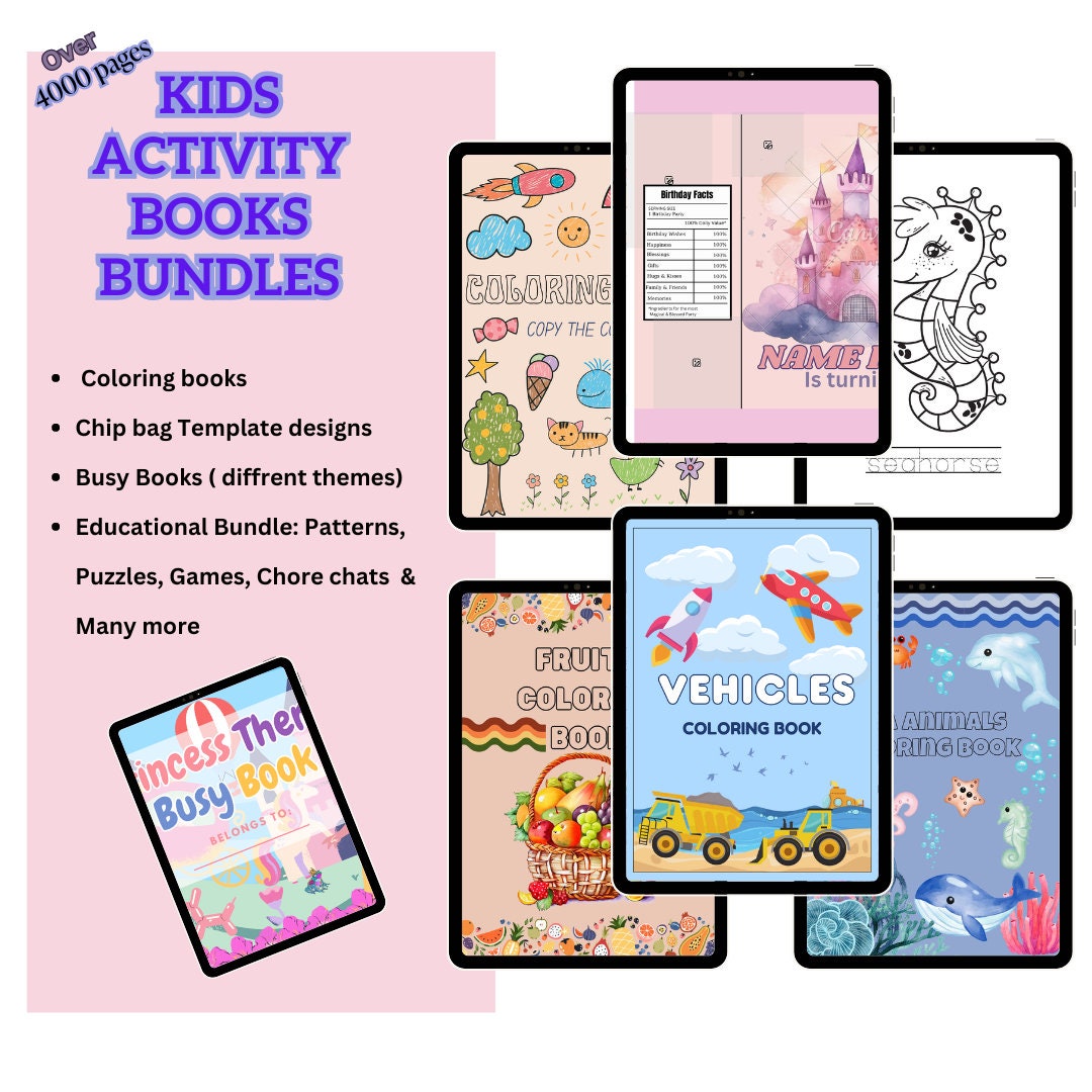 Children's Busy Book Mega Bundle Coloring Books, Chip Bags, Activity ...