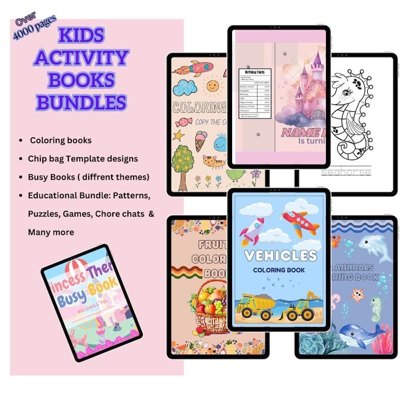 Children's Busy Book Mega Bundle Coloring Books, Chip Bags, Activity ...