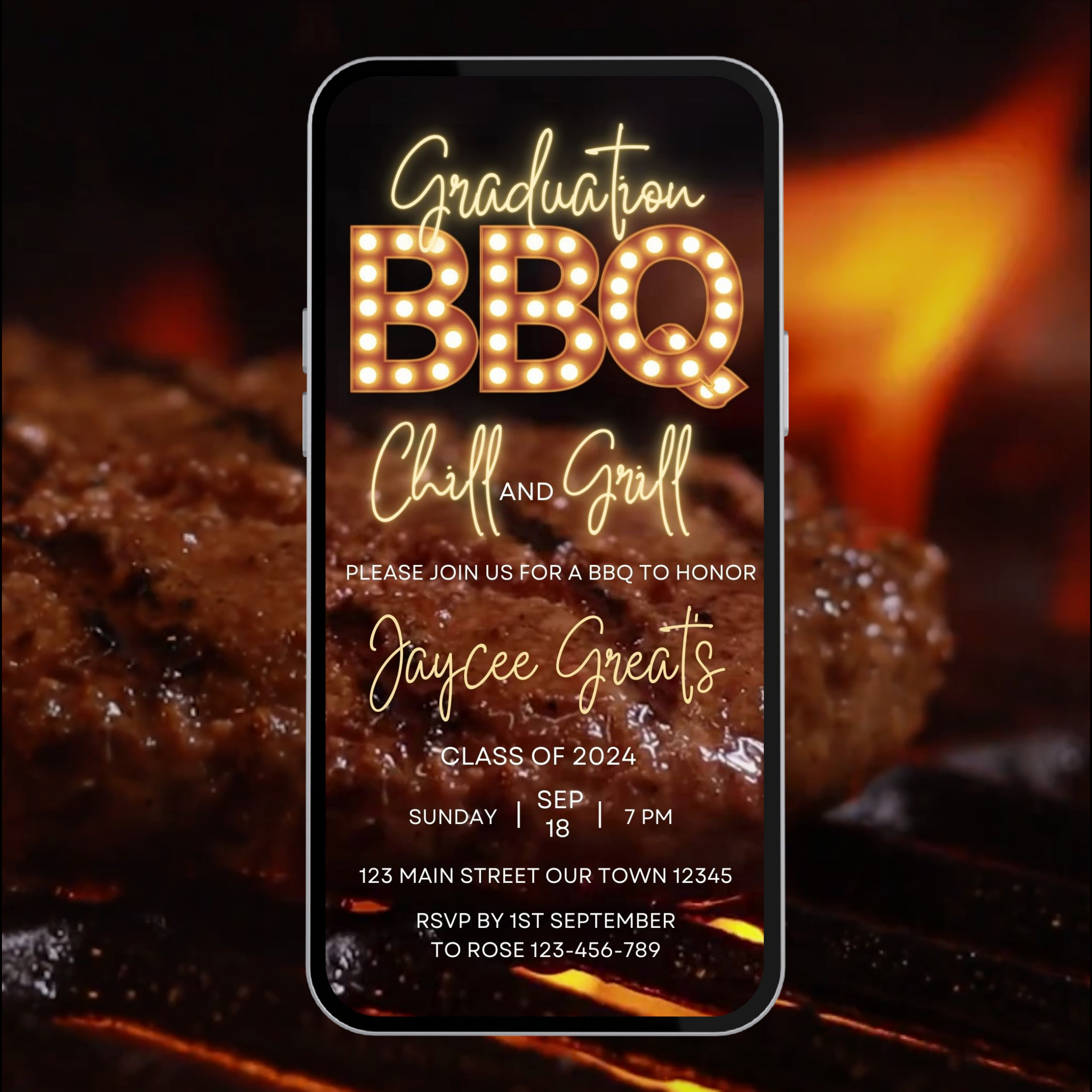 Graduation BBQ Party Invitation, Barbecue Invite, High School ...