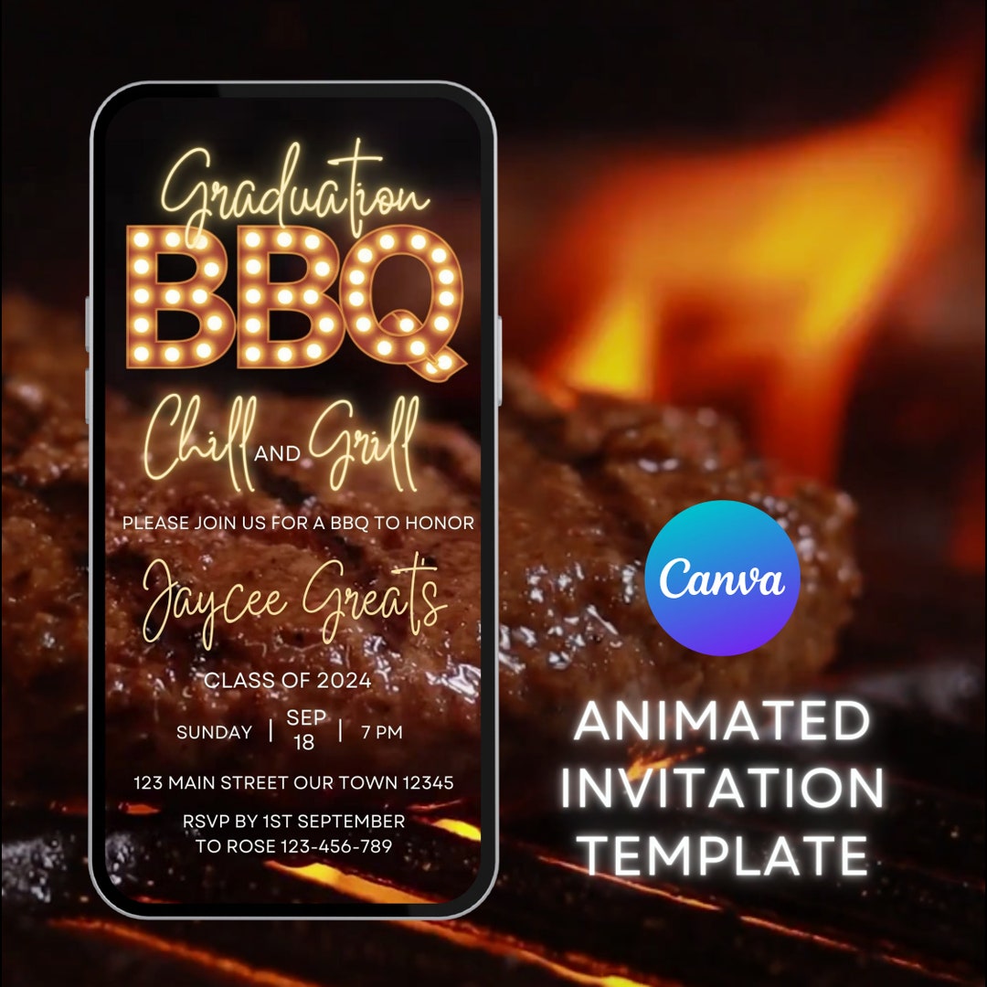 Graduation BBQ Party Invitation, Barbecue Invite, High School ...