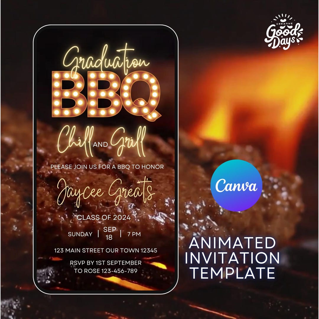 Graduation BBQ Party Invitation, Barbecue Invite, High School ...