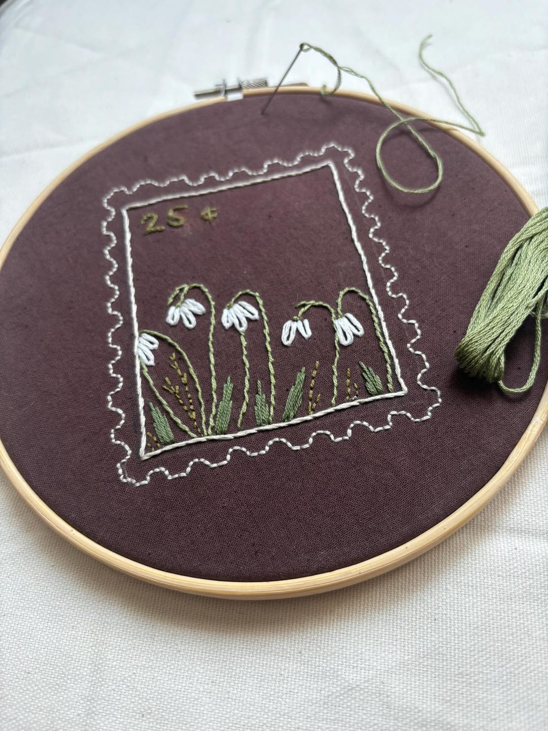 Snowdrop Flower Postage Stamp Embroidery Pattern, Embroidery Design ...