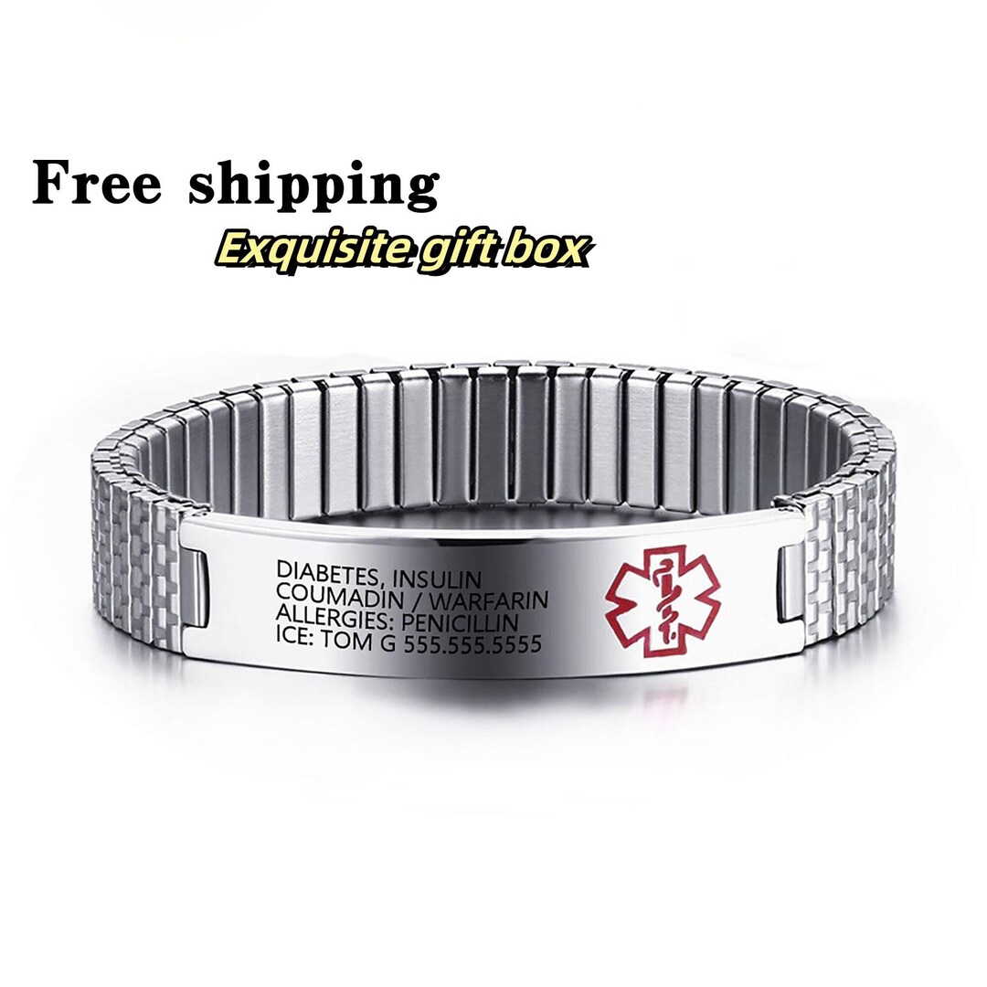 Custom Medical ID Bracelet - Flex Medical Alert ID Bracelet - Emergency ...