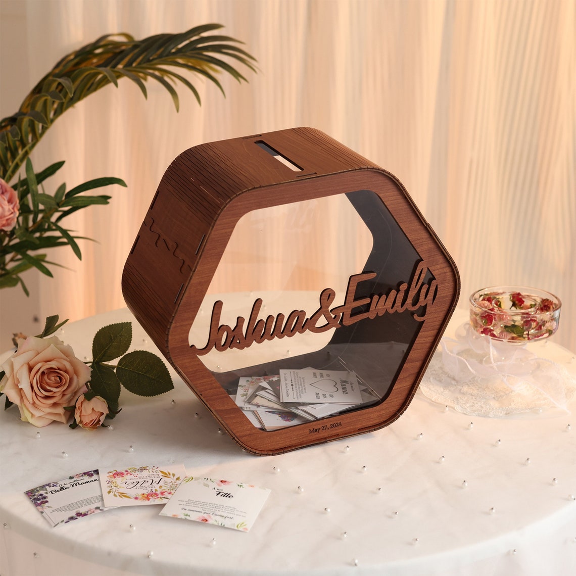 Wedding Card Box Personalized Wedding Card Box Card Box With Acrylic ...