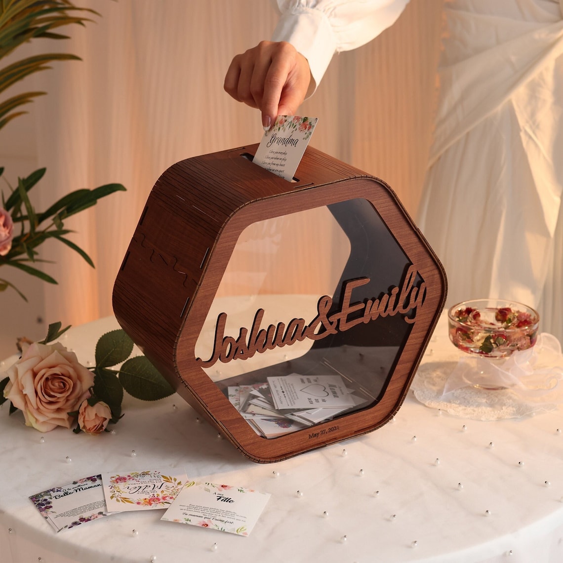 Wedding Card Box Personalized Wedding Card Box Card Box With Acrylic ...