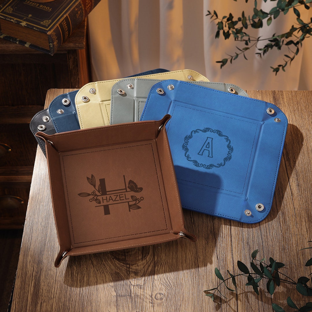 Personalized Leather Dice Tray - Custom Leather Trays - Custom Storage ...