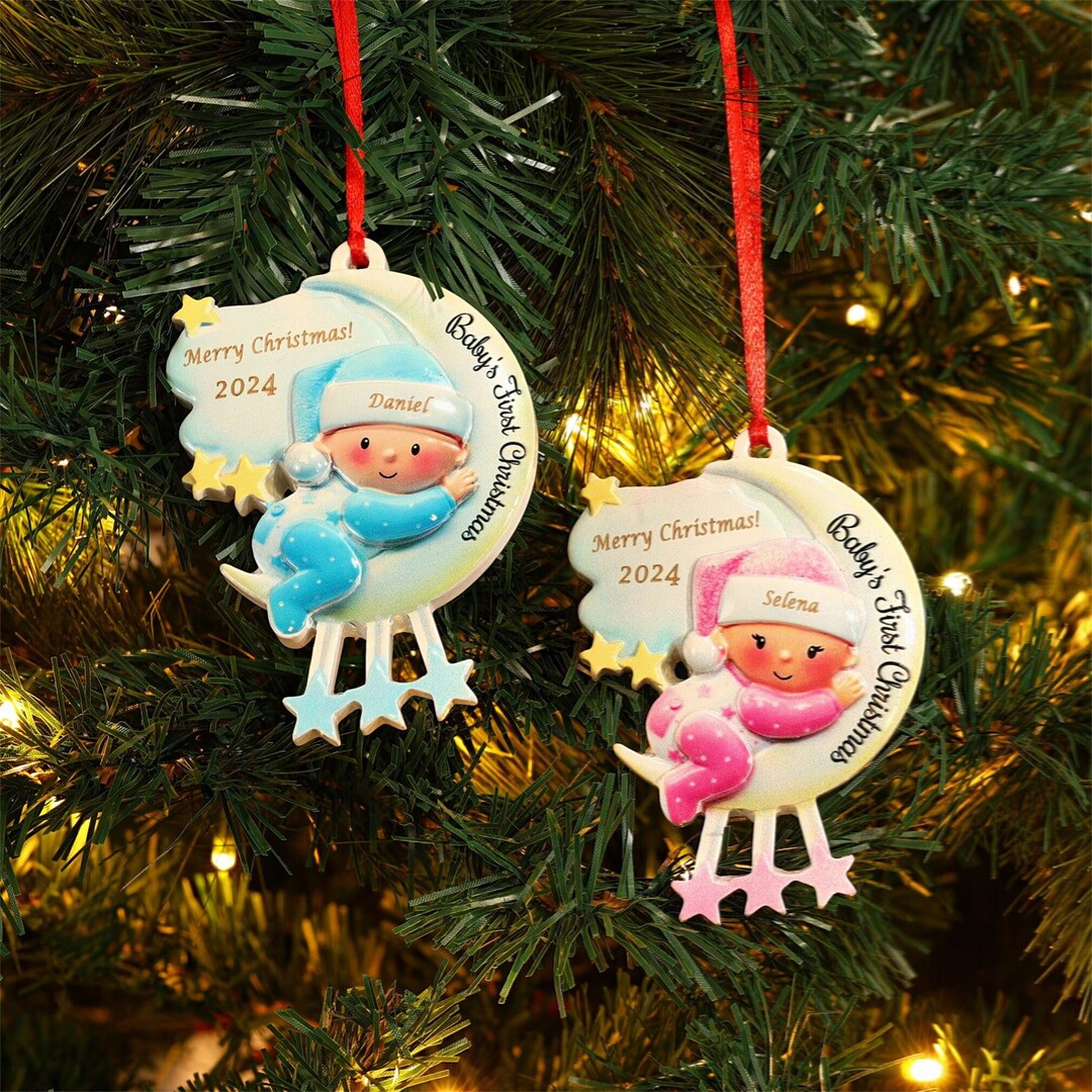 Baby Hugging the Moon Personalized 3D Christmas Ornament Mr. Embrace ...