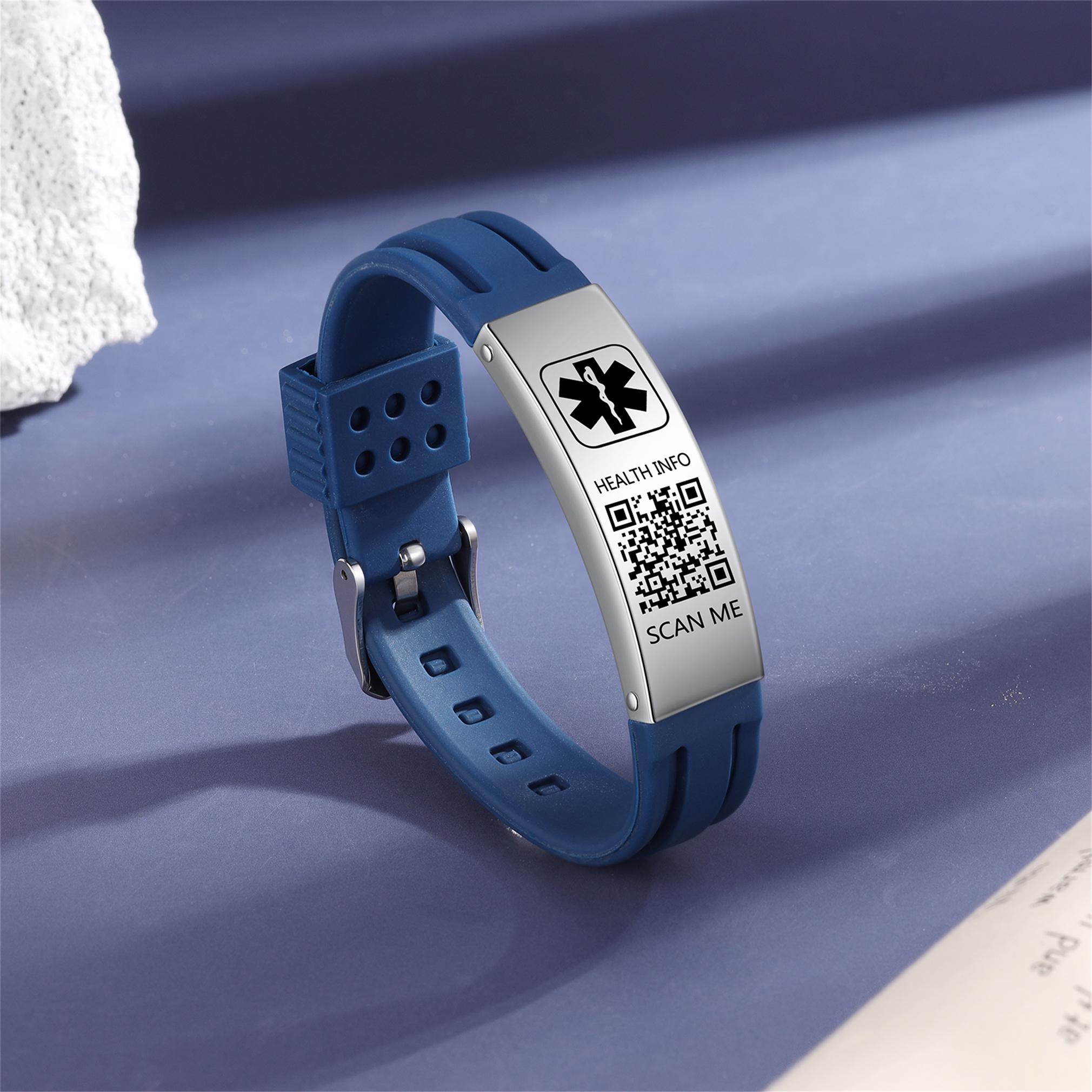 Custom Medical QR Code ID Bracelet silicone Medical Alert Bracelet ...
