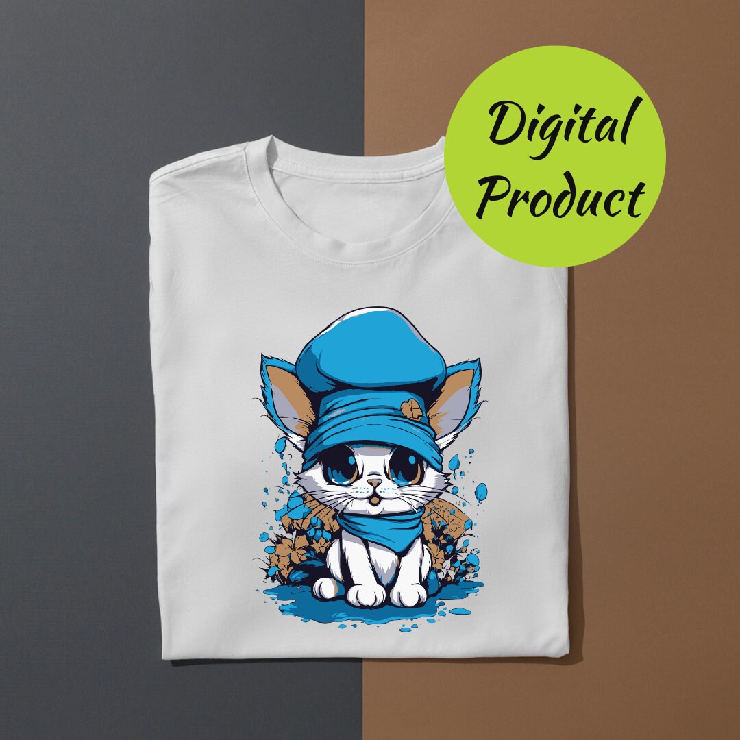 Cute Cat, Imagination Cat, Blue Cat PNG, Blue Cat SVG, Cat, Captain Cat ...