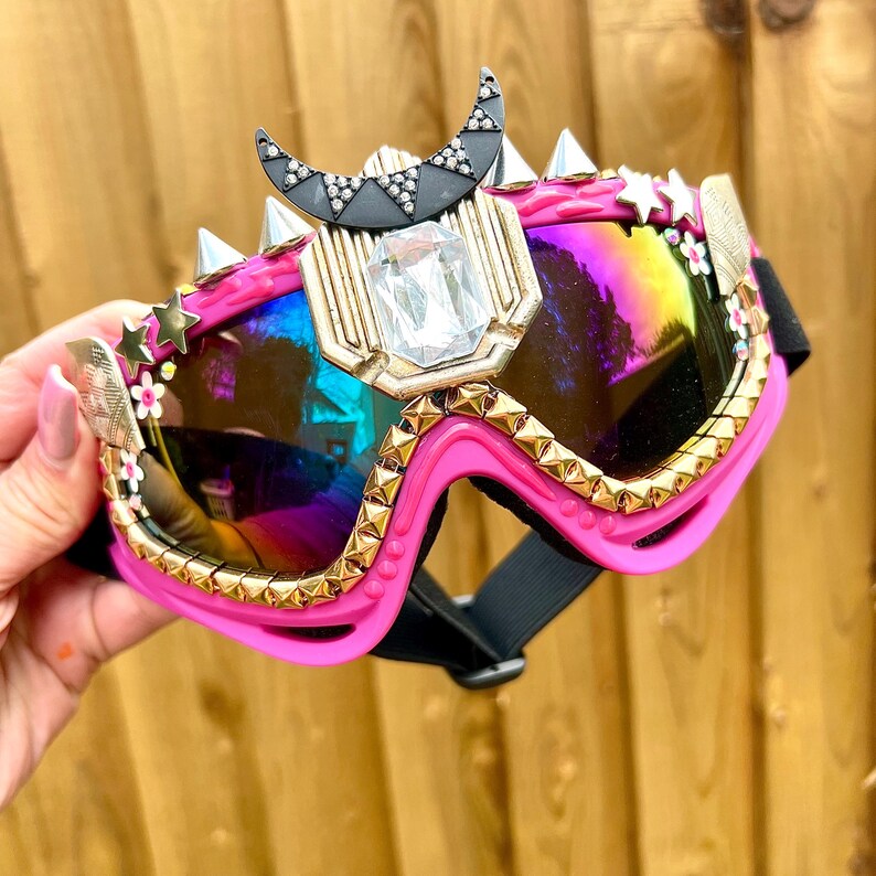 Pink Embellished Goggles, Women’s Ski Mask, Festival Dust Eyewear ...