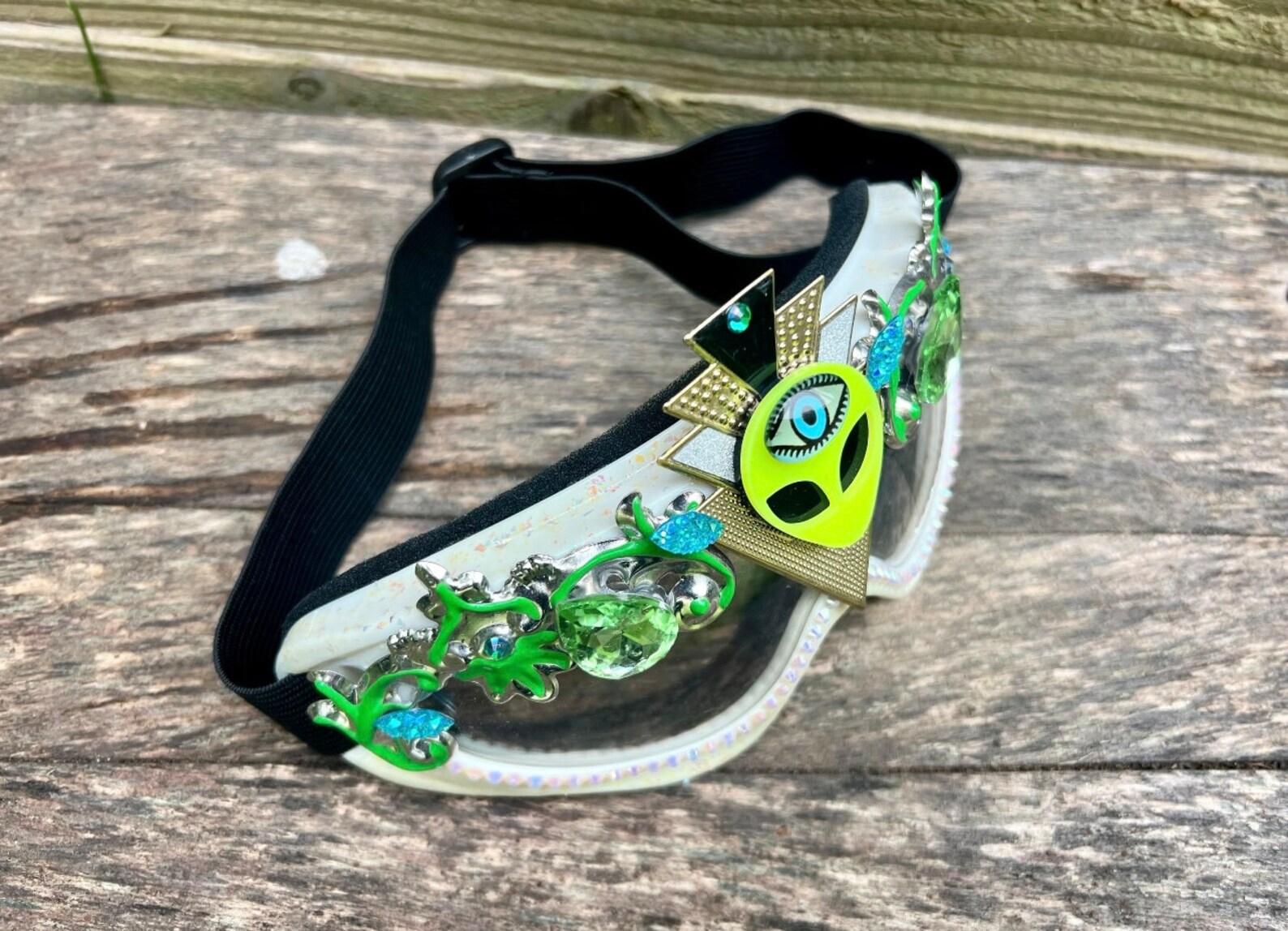 White and Lime Green Alien Space Goggles - Etsy