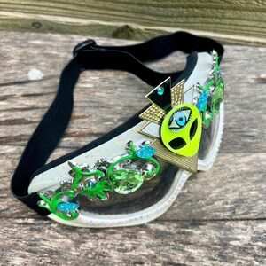 White and Lime Green Alien Space Goggles - Etsy
