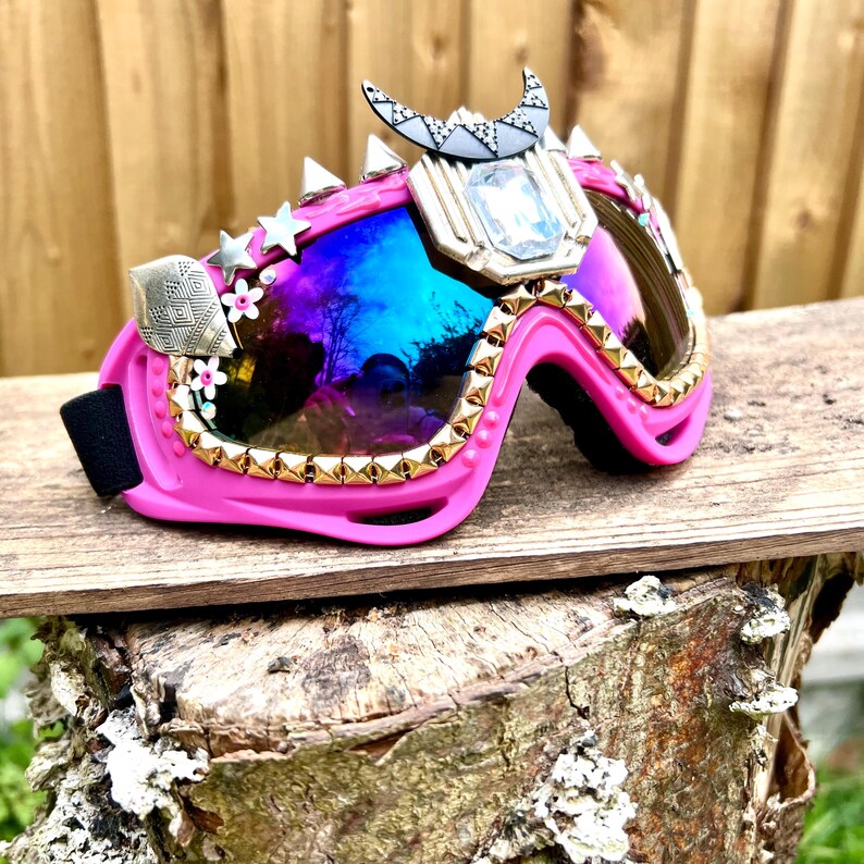 Pink Embellished Goggles, Women’s Ski Mask, Festival Dust Eyewear ...