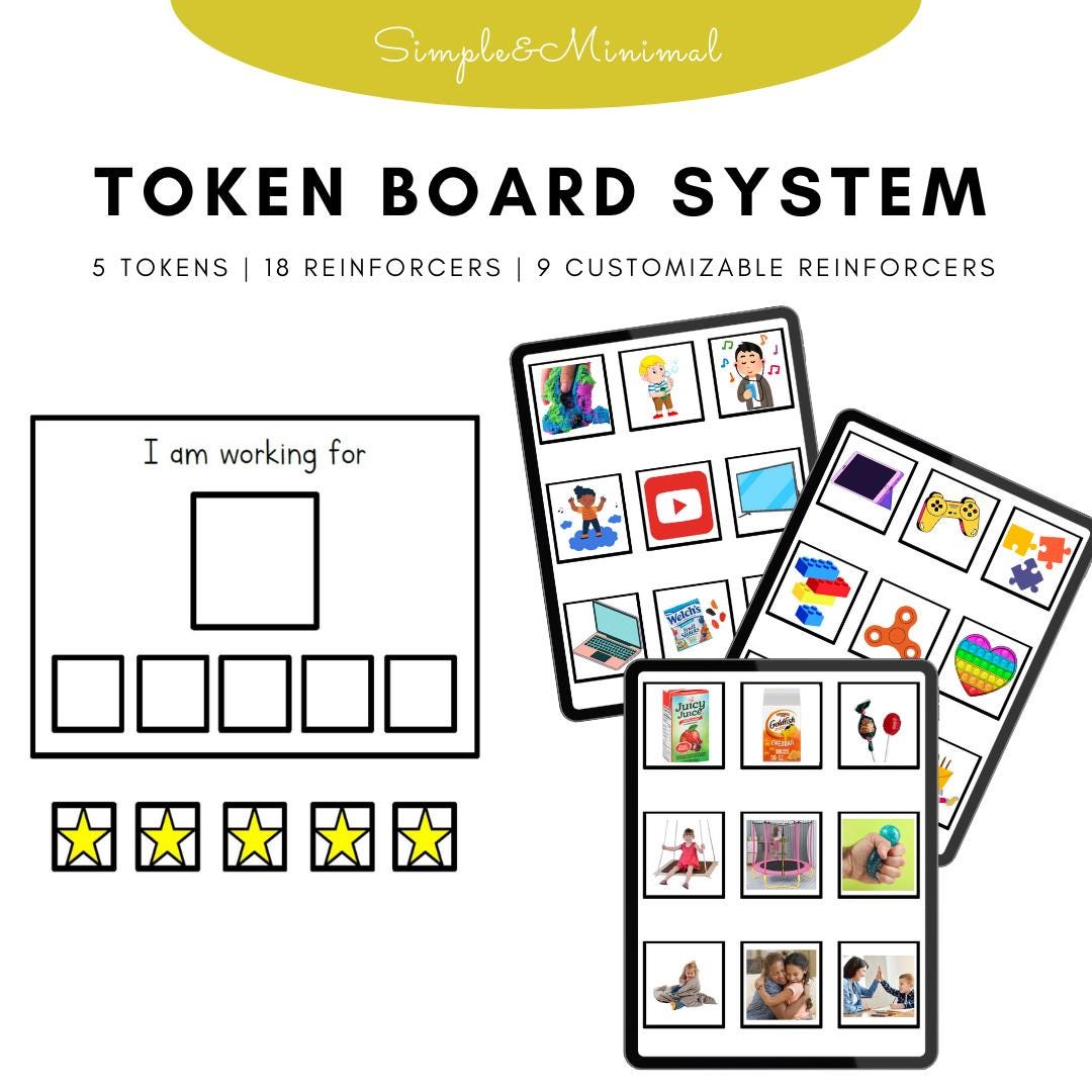 ABA Therapy Token Board: Visual Reward Chart With 18 Icons - Etsy